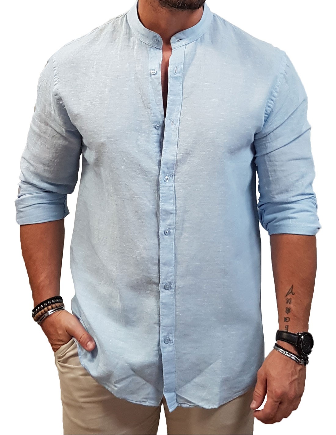 Vittorio Artist - 800-22-3003 - L Blue - Linen - Slim Fit - Πουκάμισο
