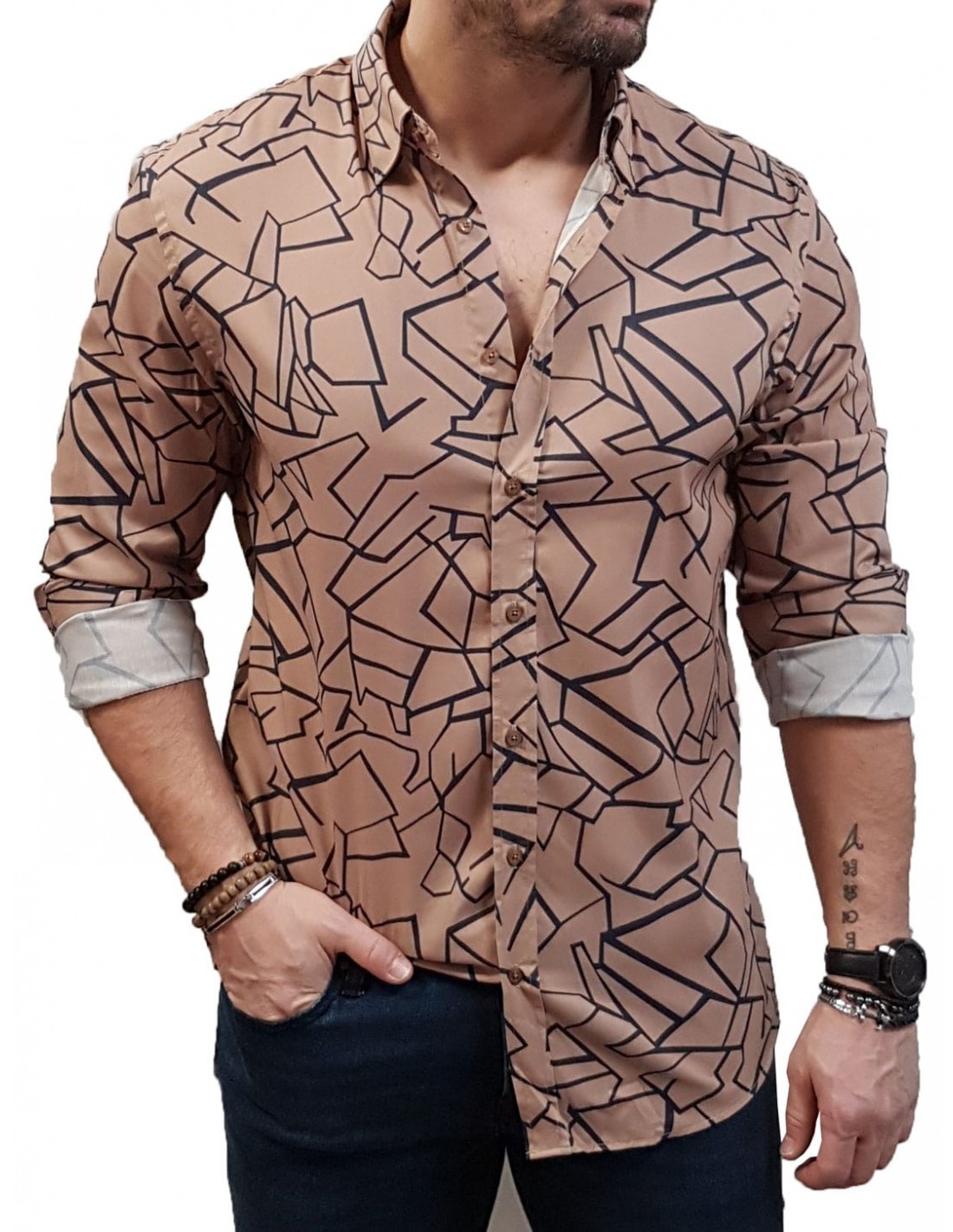 Vittorio - 800-2122-087 - Beige - Viscose - REGULAR Fit - Πουκάμισο