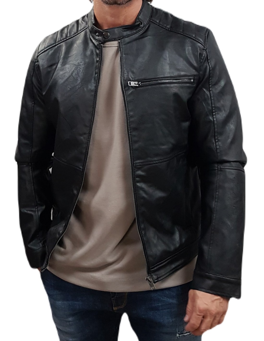 Jack&Jones - 12261196 - Jje Dylan Pu Biker Jacket Noos - Black ...